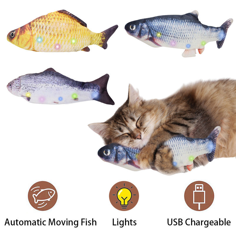 3-Pack Realistic Flopping Fish Moving Music Dancing Plush Fish Cat Toy ...